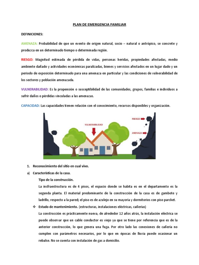 Plan de Emergencia Familiar y Evacuación | PDF