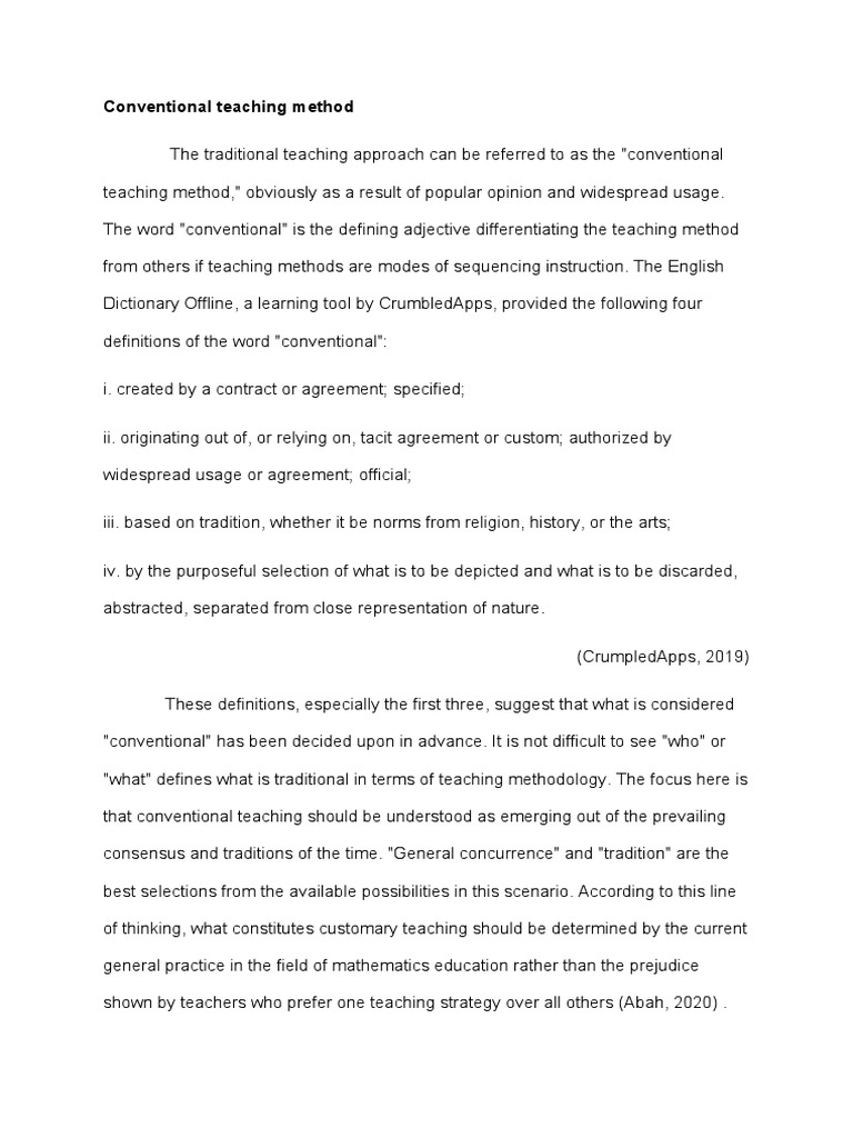 Conventional Teaching Method | PDF | Teachers | Teaching Method
