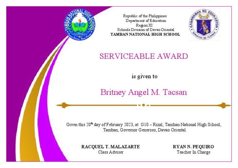 Commendables Certificate Q2 SY2022-2023 | PDF