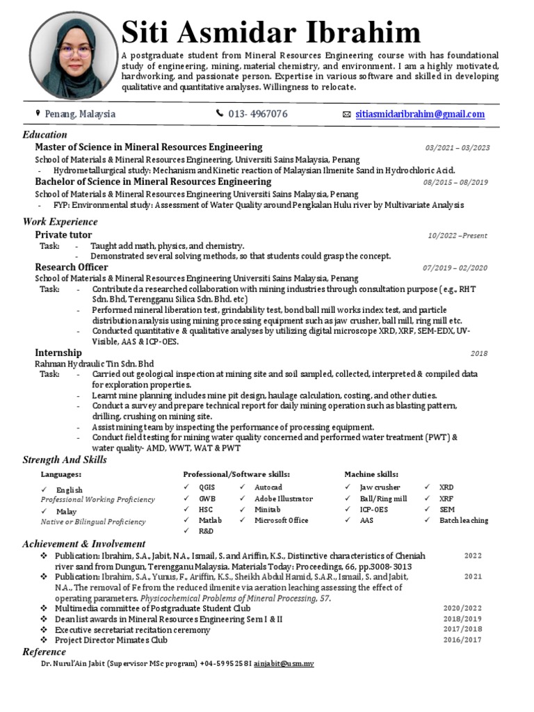 Resume Siti Asmidar Ibrahim PDF | PDF
