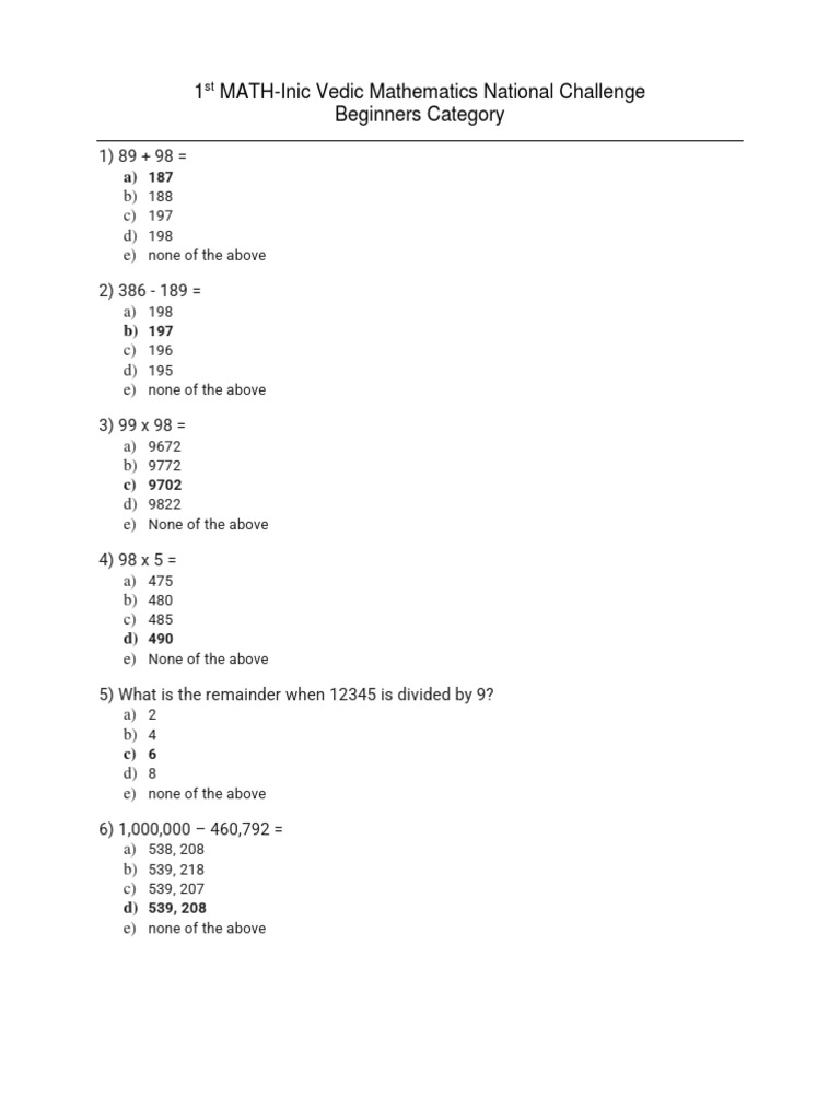 1st MATH-Inic Beginners | Download Free PDF | Speed | Elementary ...