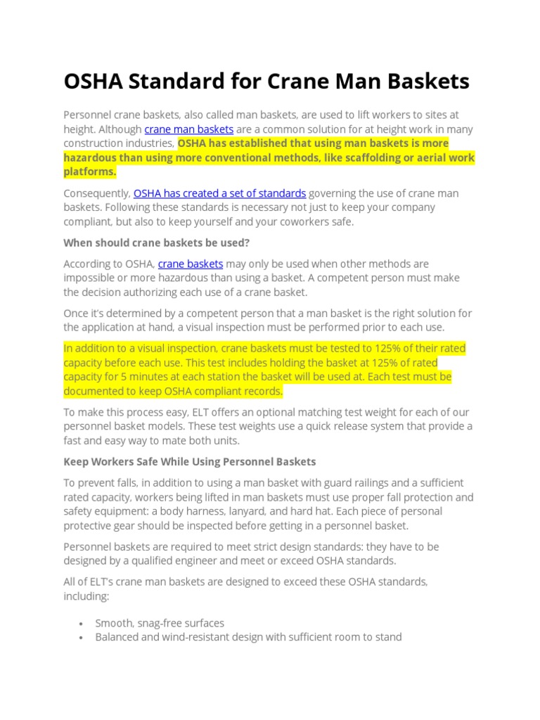 Man Basket OSHA | PDF
