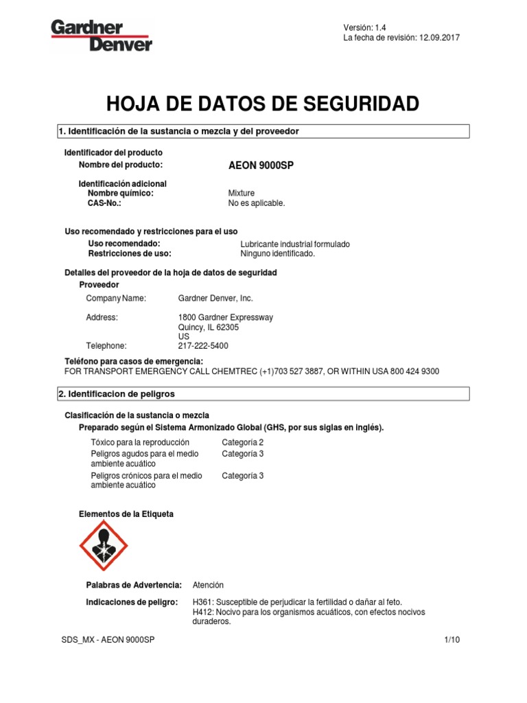 Aeon 9000SP SDS PDF | PDF