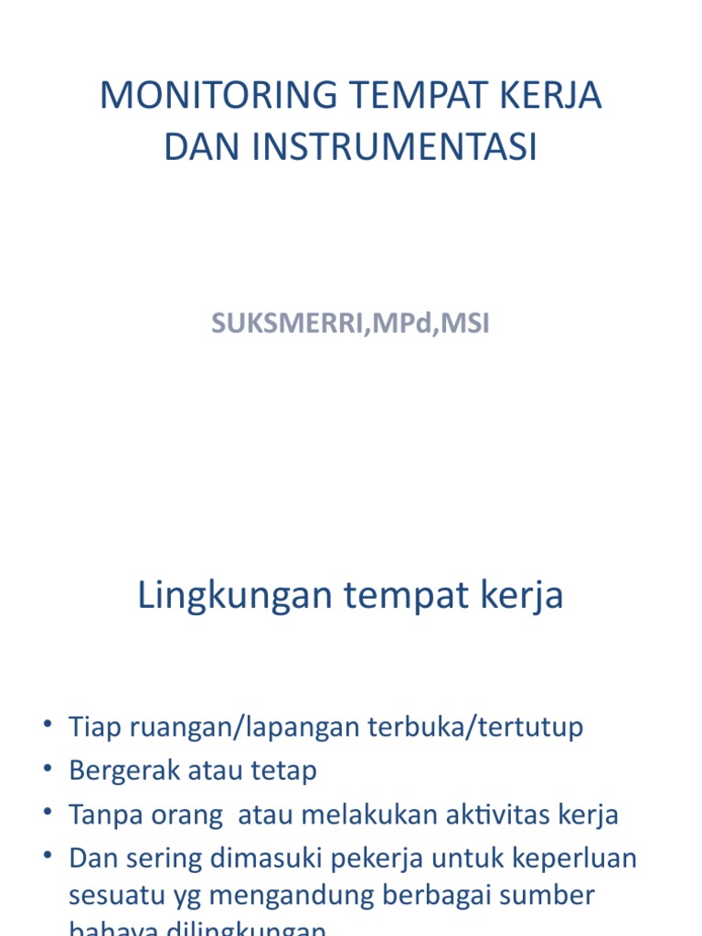 MONITORING LINGKUNGAN KERJA DAN ALAT UKUR | PDF