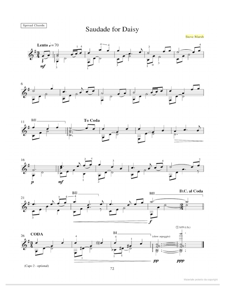 Saudade in Memory of Daisy Steve Marsh Brian Farrell Guitar | PDF