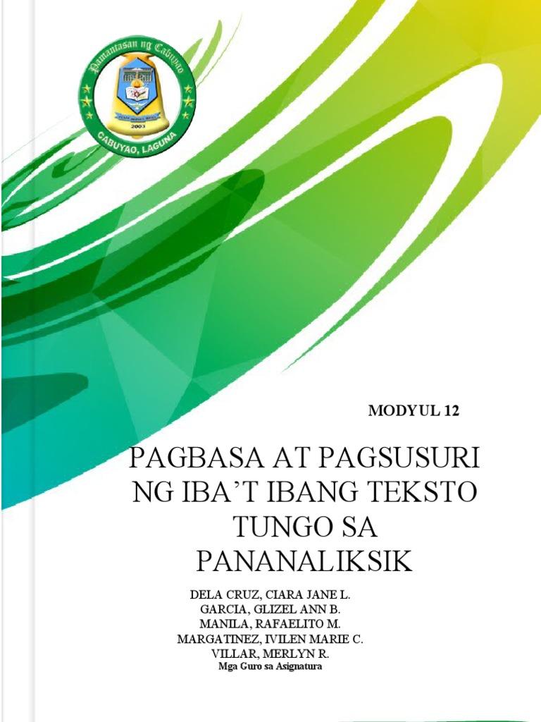 Pagbasa at Pagsusuri - Modyul 12 | PDF