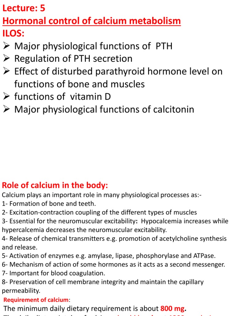 Hormonal Control of Calcium Metabolism | PDF | Calcium In Biology | Bone