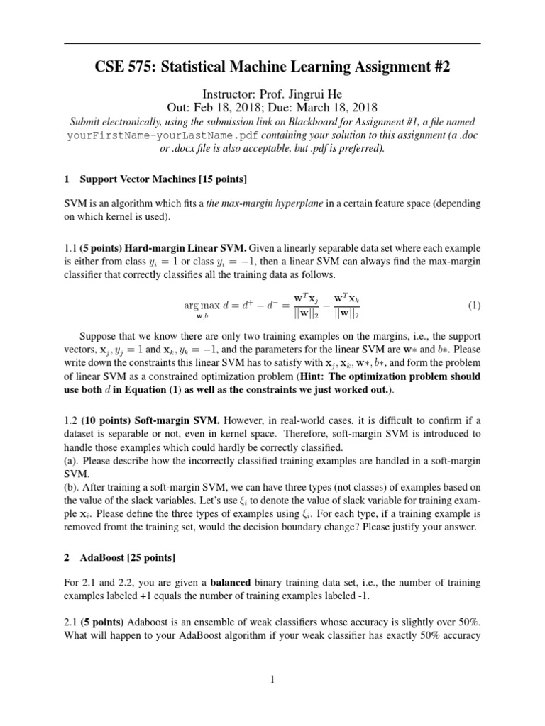 Assignment 2 Specification | PDF | Support Vector Machine | Statistical Classification