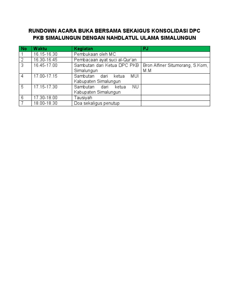Rundown Acara Bukber | PDF