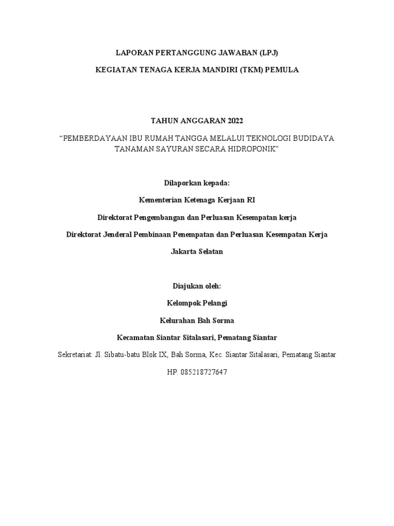 LPJ Kegiatan TKM Pemula 2022 | PDF | Seni
