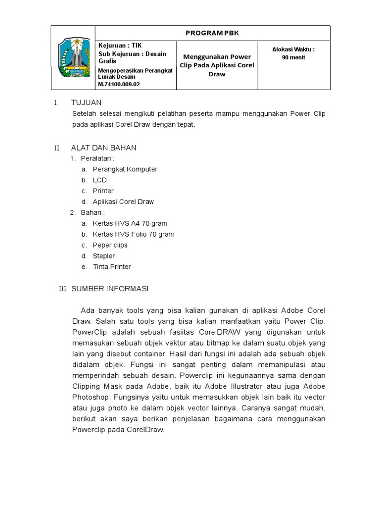 Menggunakan Power Clip Pada Aplikasi Corel Draw PDF | PDF Menggunakan Power Clip Pada Aplikasi Corel Draw PDF | PDF