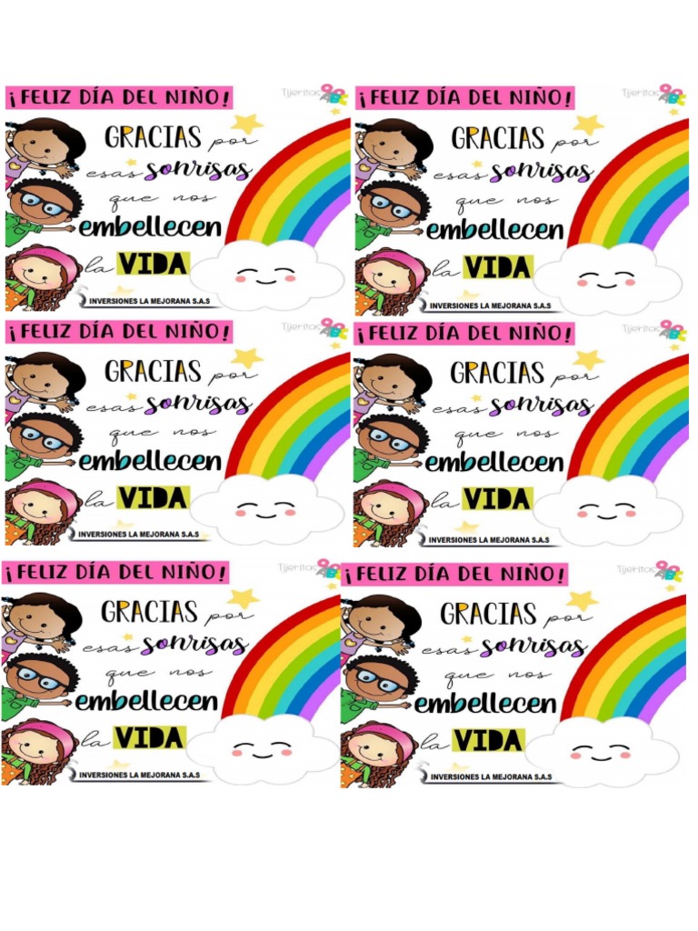Tarjetas Dia Del Niño Pdf