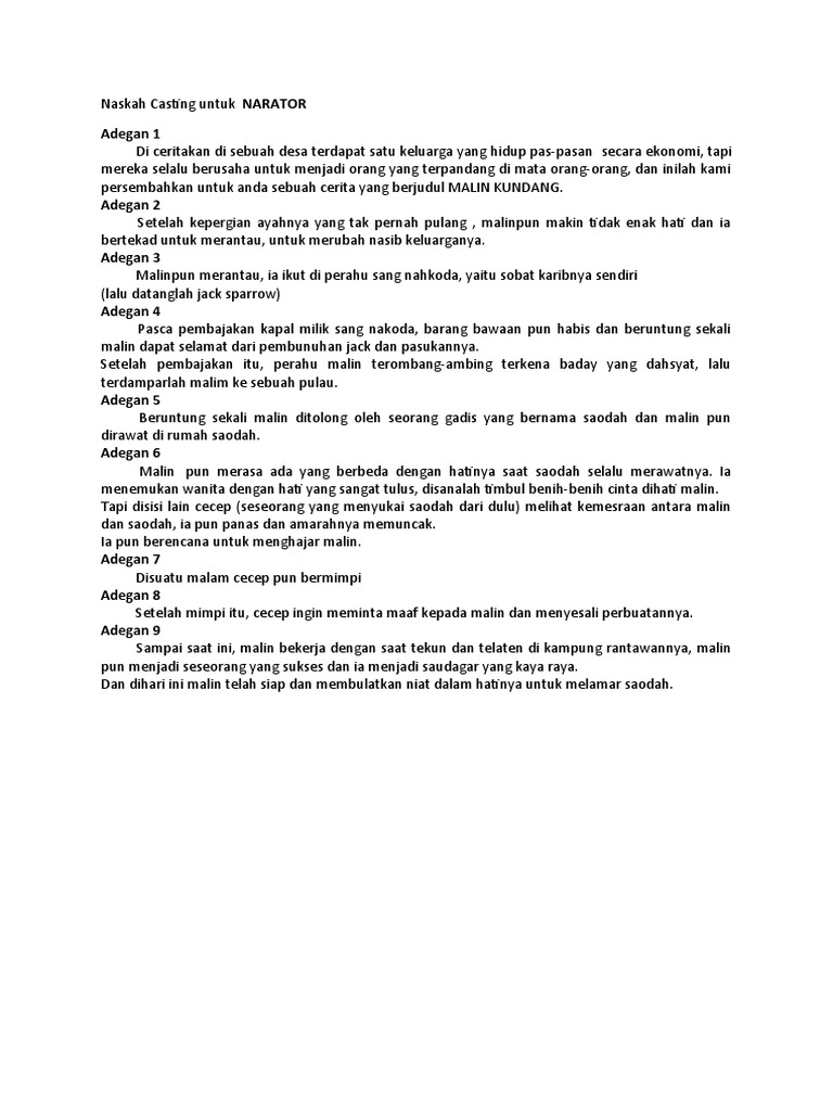Naskah Casting Untuk NARATOR Dan Pemeran | PDF | Puisi