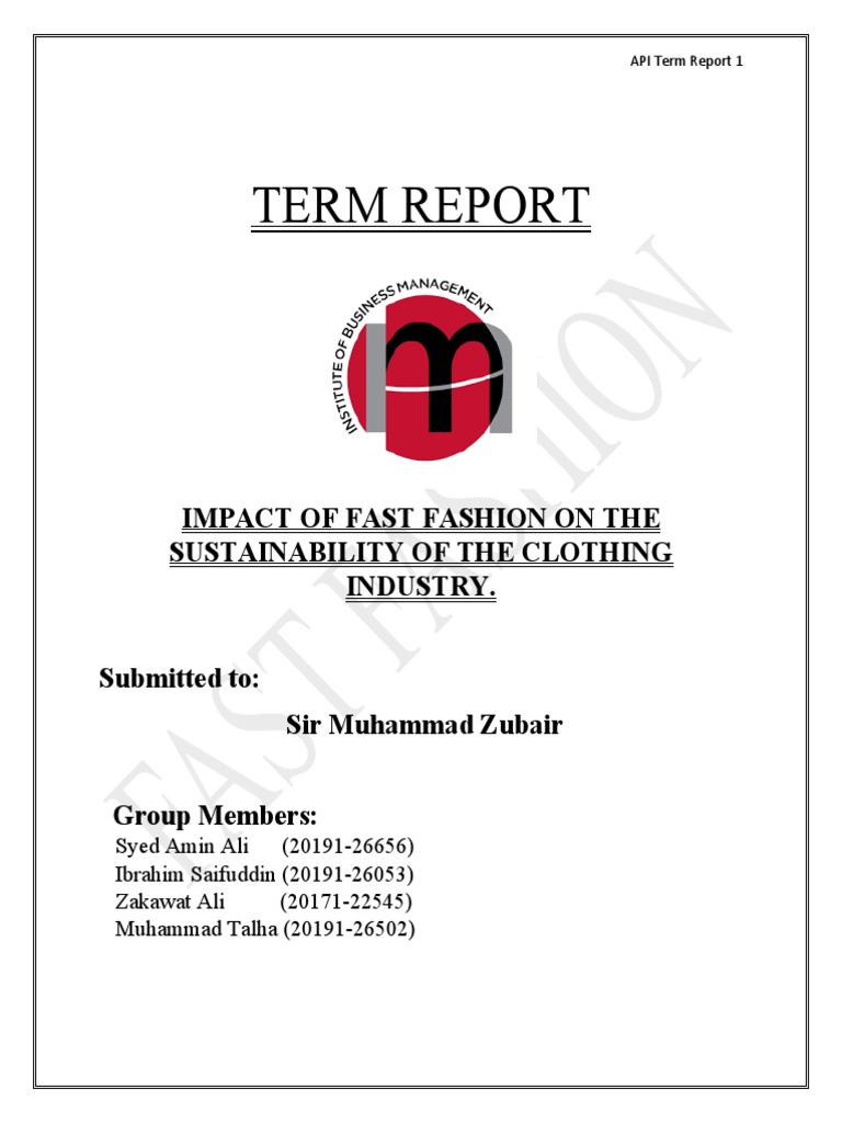 Final Report API (Group 6) | PDF | Textiles | Water