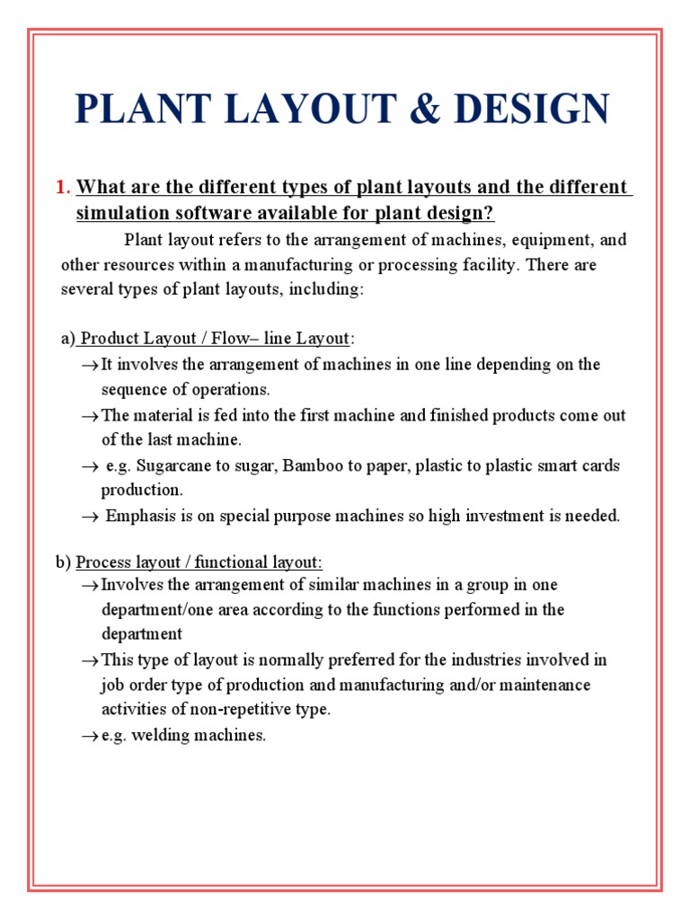 What Are The Different Types of Plant Layouts and The Different Simulation Software Available ...