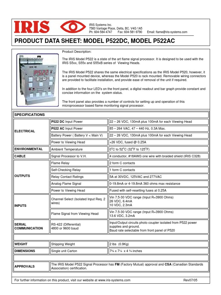 IRIS P522 Ds PDF | PDF | Relay | Alternating Current