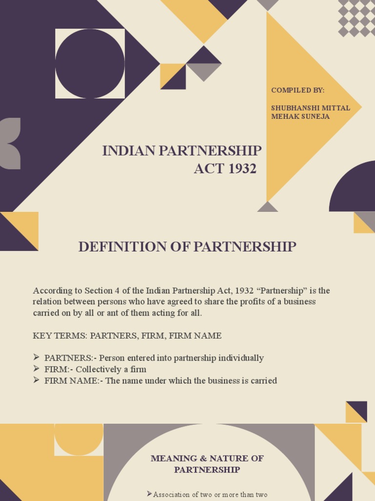 Overview of the Indian Partnership Act | PDF | Partnership | Common Law