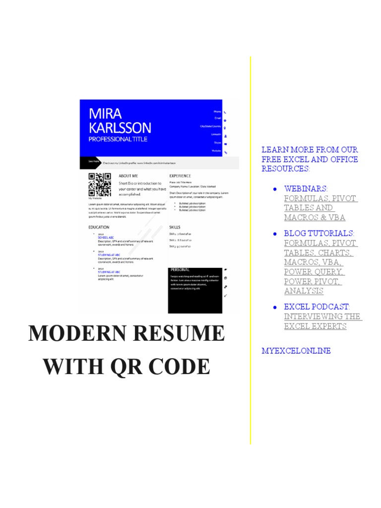Modern Resume Template with QR Code | PDF | Microsoft | Computing
