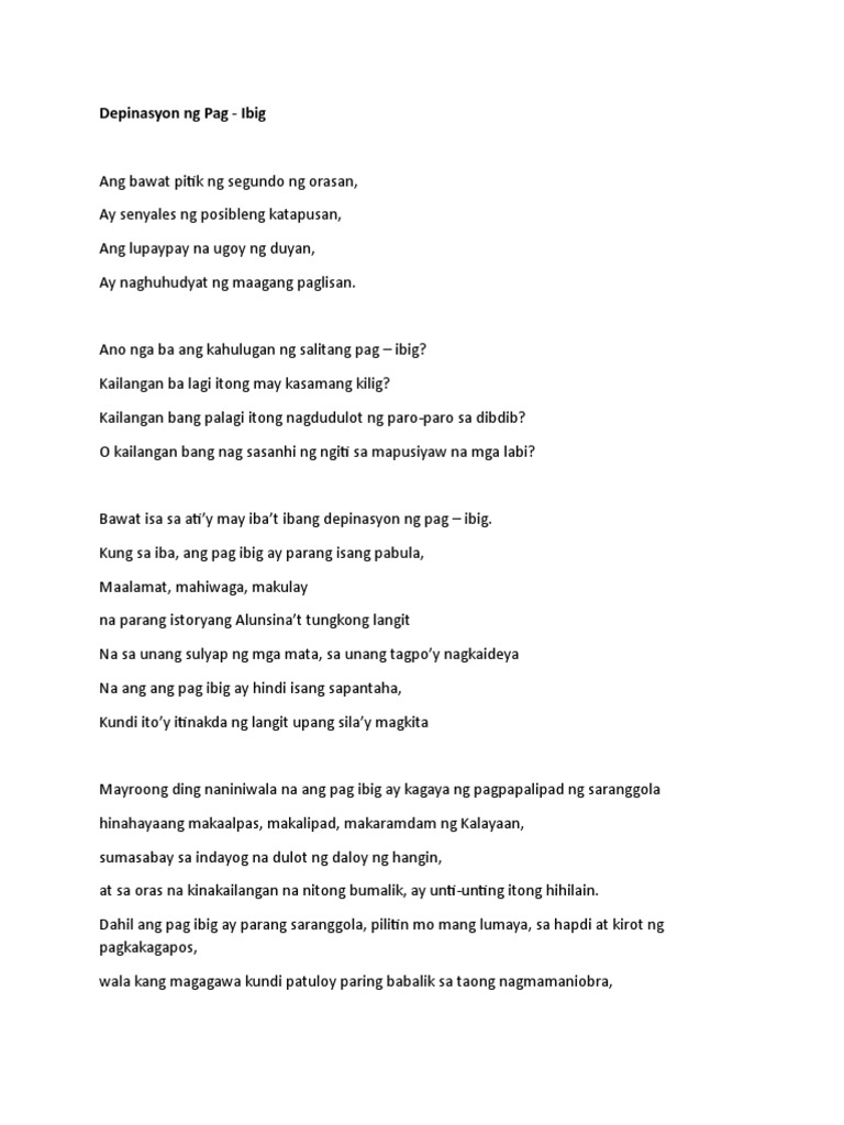 Depinasyon NG Pag-Ibig (Spoken Poetry) | PDF