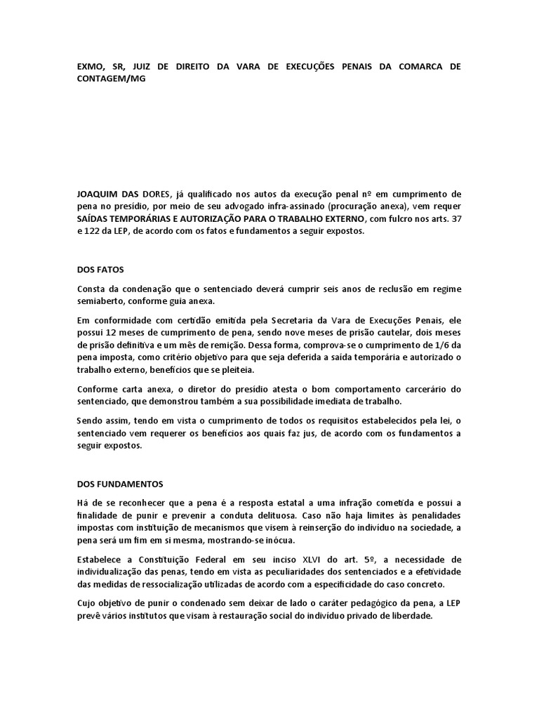 Temática Direito Penal - Seção 4 - SAÍDAS TEMPORÁRIAS E AUTORIZAÇÃO ... Temática Direito Penal - Seção 4 - SAÍDAS TEMPORÁRIAS E AUTORIZAÇÃO ...