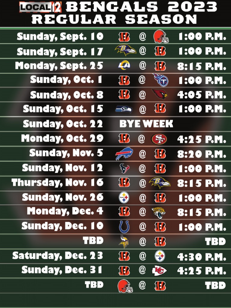 Bengals Schedule 2023 | PDF