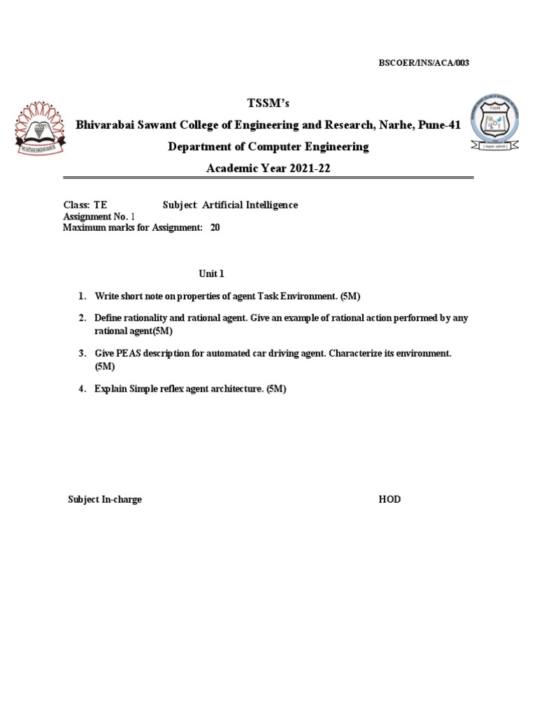 AI Assignment No 1 | PDF