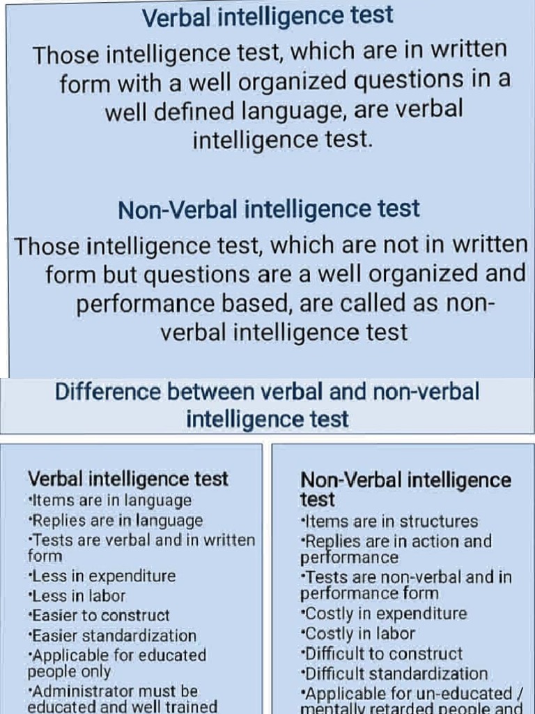 Difference Between Verbal and Non-Verbal Intelligence Tests | PDF