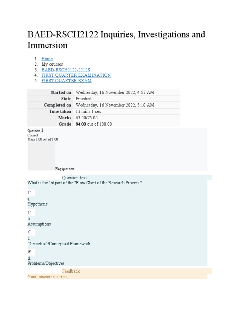 BAED-RSCH2122 Inquiries, Investigations and Immersion Exam | PDF | Quantitative Research ...