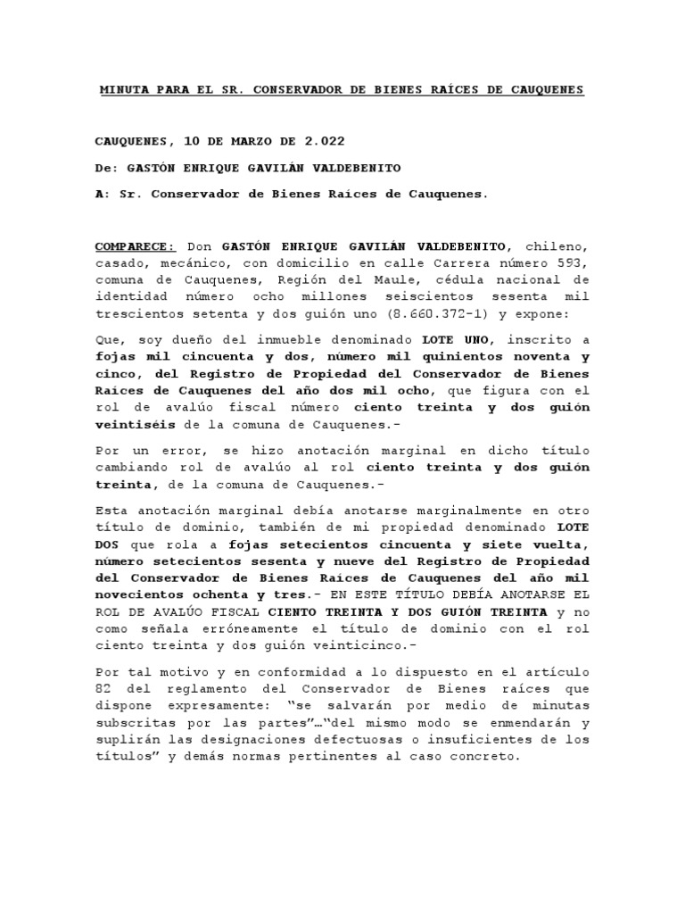 Minuta Cambio de Rol | PDF