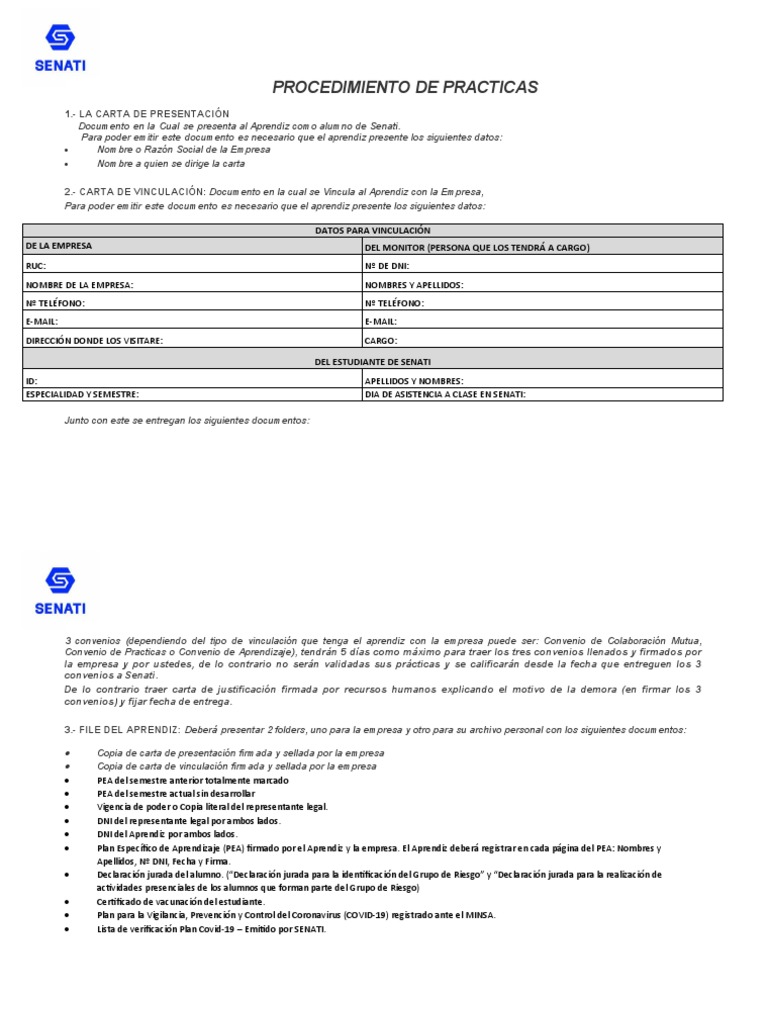 PROCEDIMIENTO DE PRACTICAS | PDF