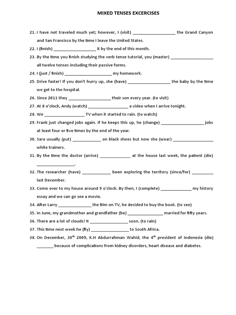 HOMEWORK - Mix Tenses 2 | PDF