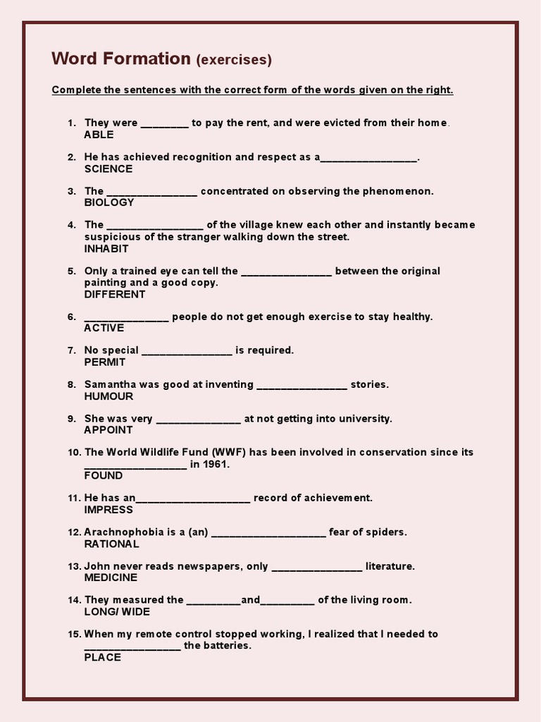Word Formation - b1 | PDF