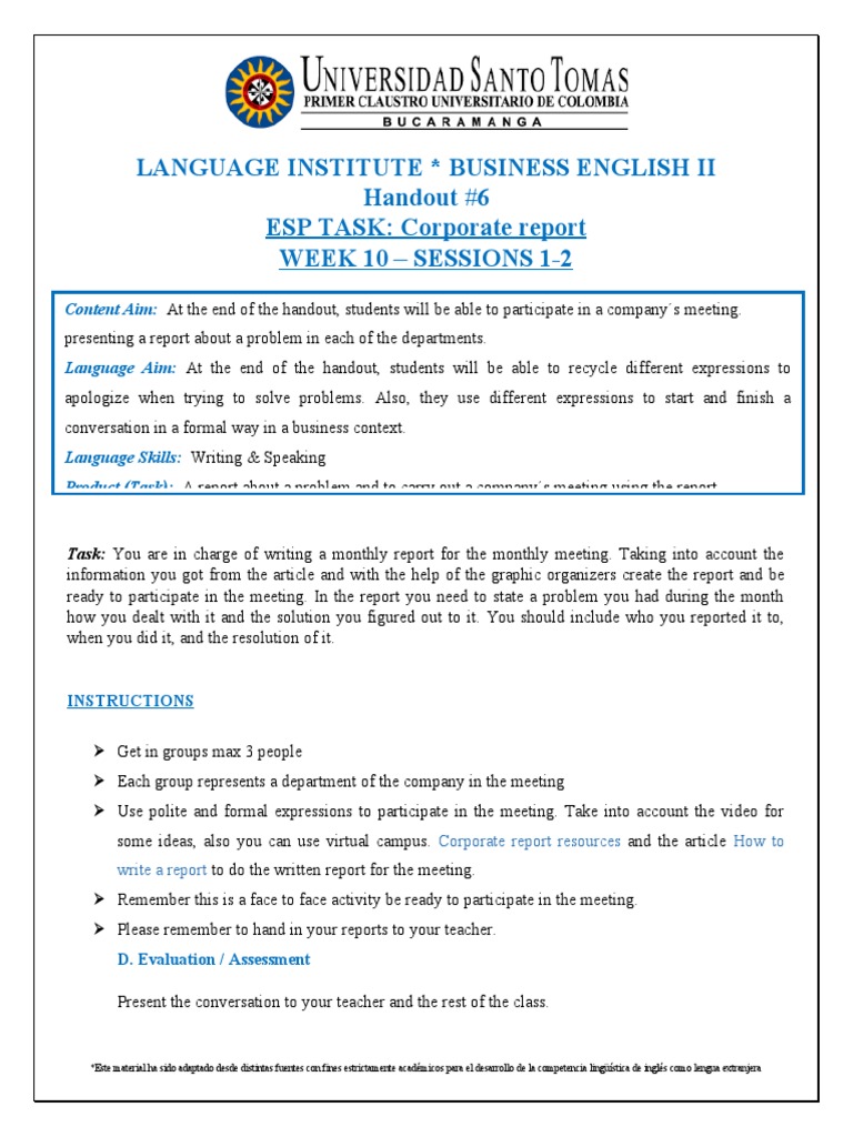 Handout 6 ESP TASK 2 BE II | PDF Handout 6 ESP TASK 2 BE II | PDF