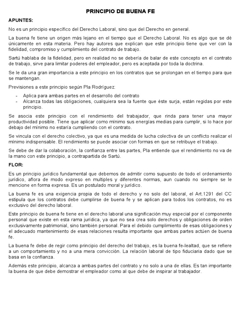 Principio de Buena Fe | PDF | Derecho laboral | Justicia