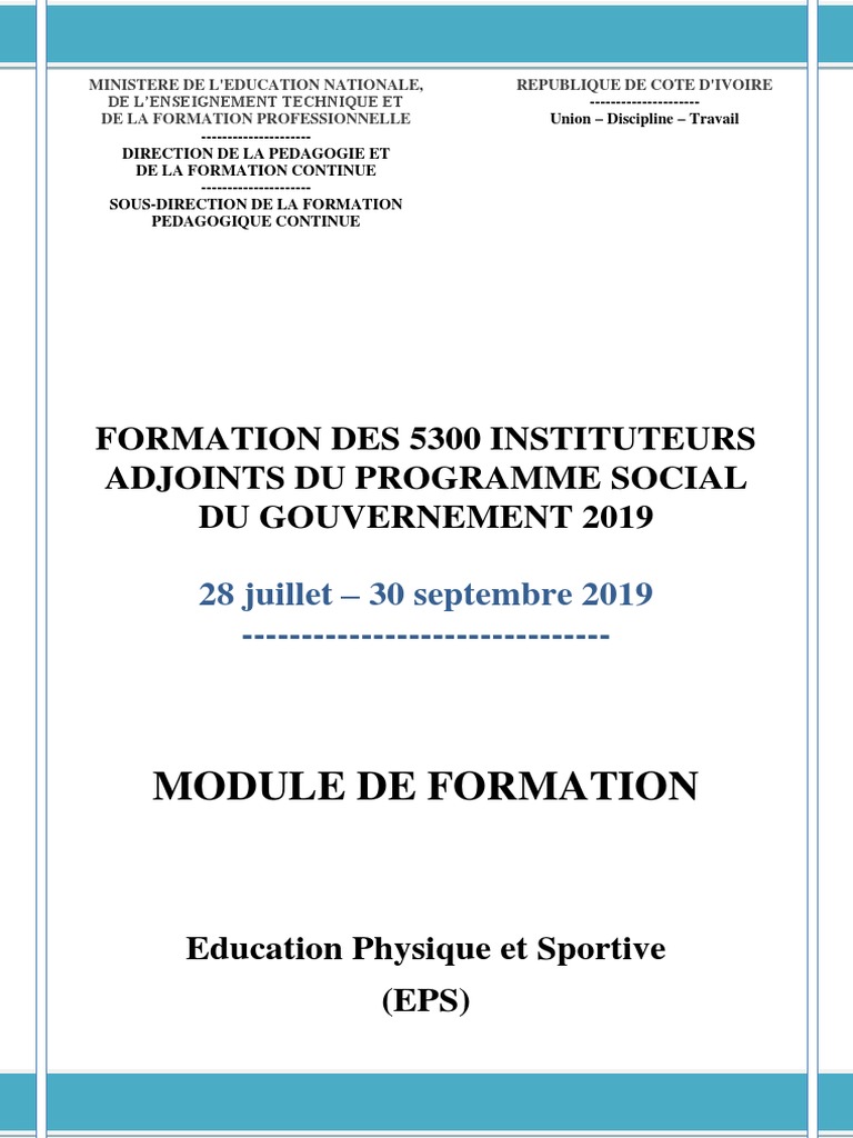 Formation EPS pour Instituteurs Adjoints | PDF | Éducation physique ...