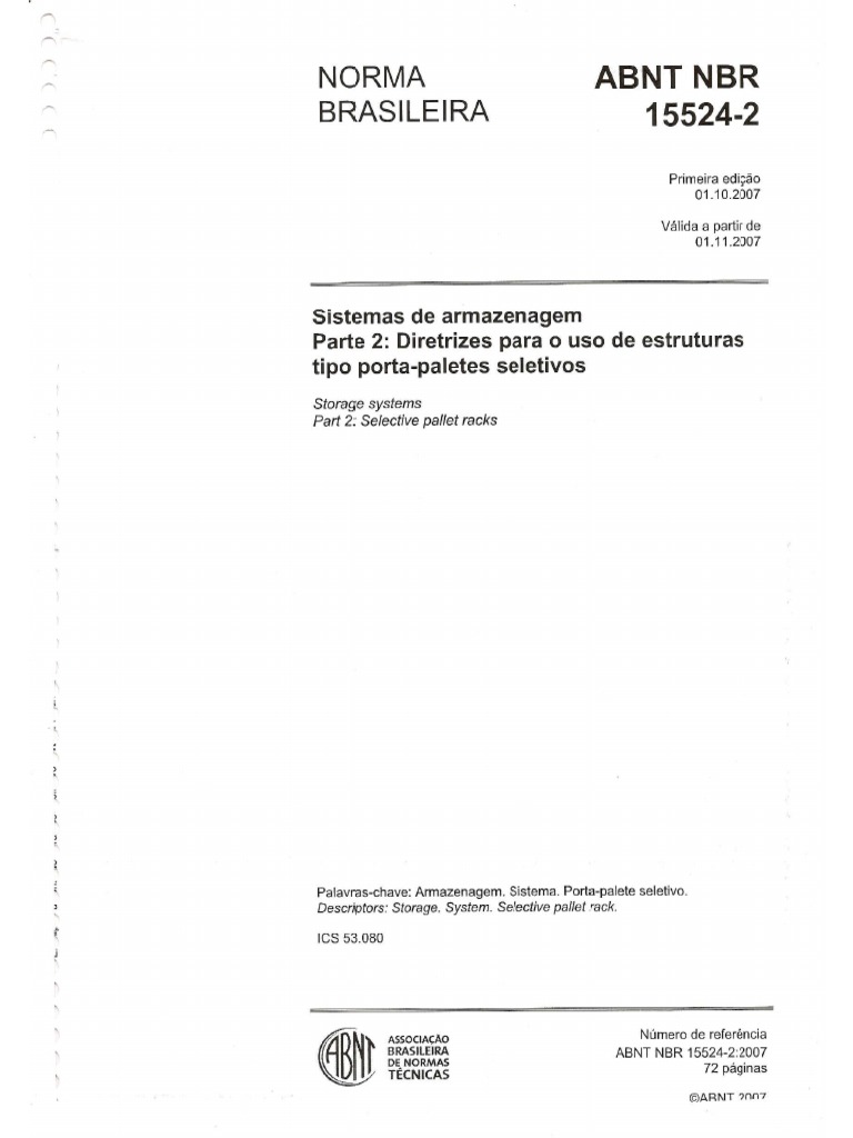 NBR 15524-1 Sistemas de Armazenagem Parte 2 | PDF