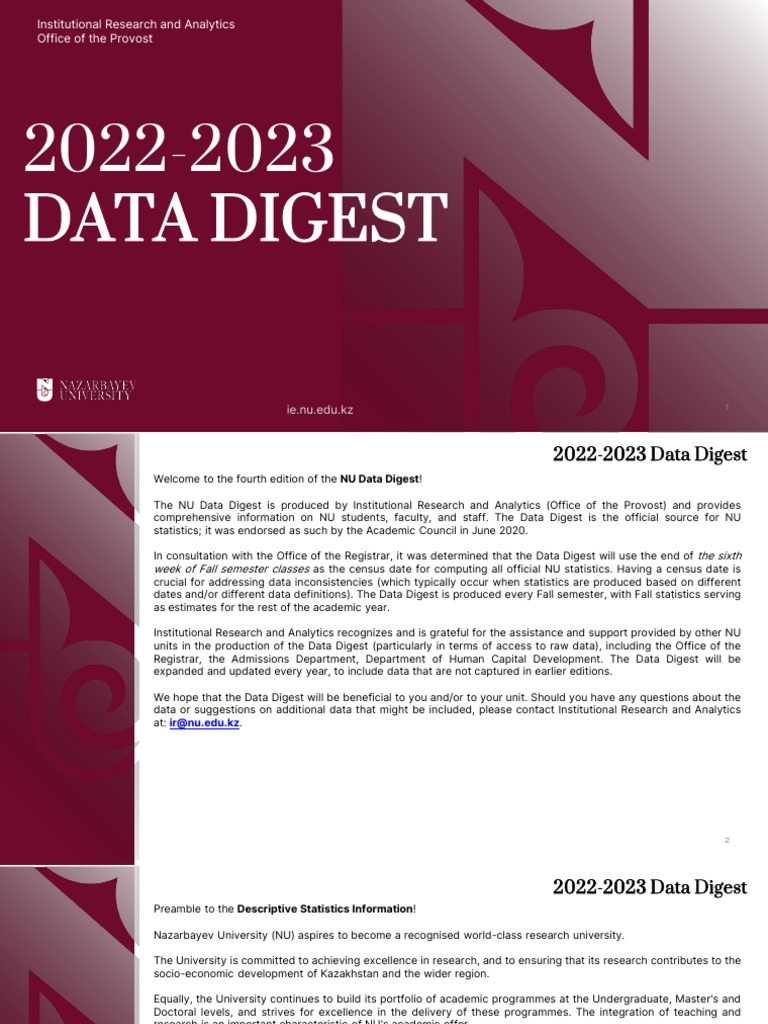 NU-Data Digest-2022-2023 - Nov21 PDF | PDF | Engineering | Postgraduate Education