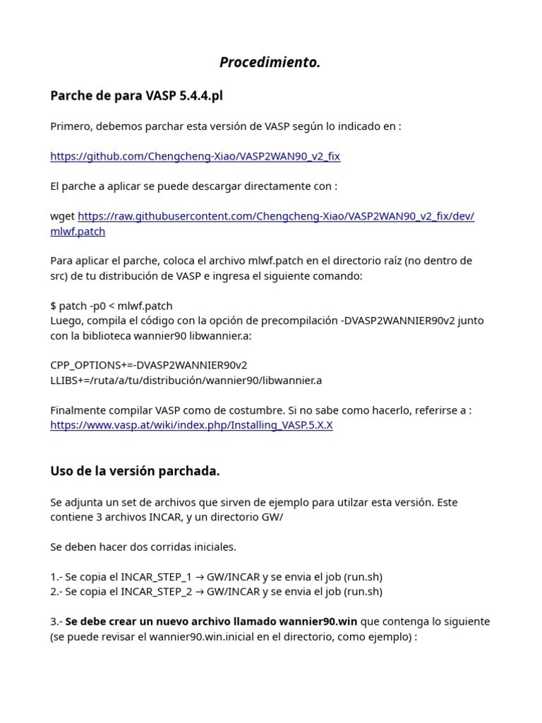 Wannier VASP PDF | PDF | Ingeniería Informática | Tecnología de sistema ...