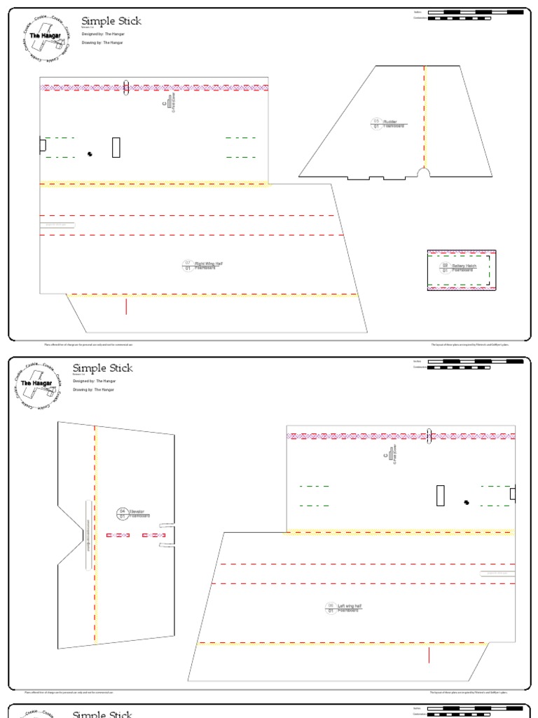 Simple Stick V1.4 Full Size Plans | PDF | Manufactured Goods | Monoplane