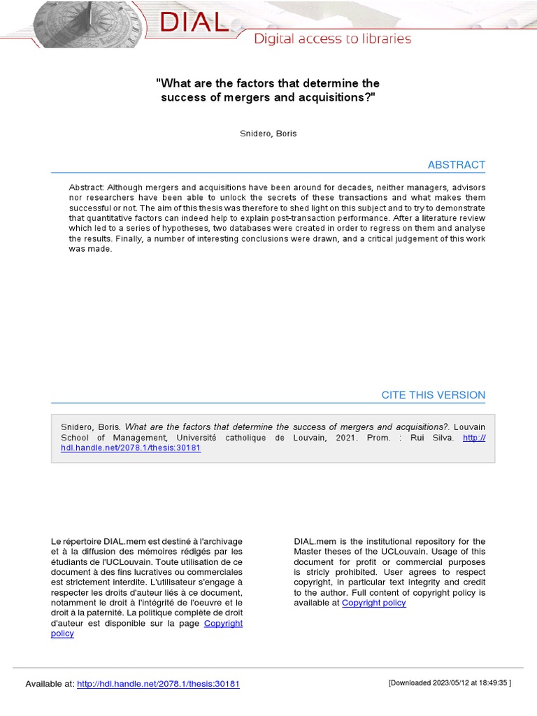 Snidero 57411600 2021 | PDF | Mergers And Acquisitions | Valuation ...