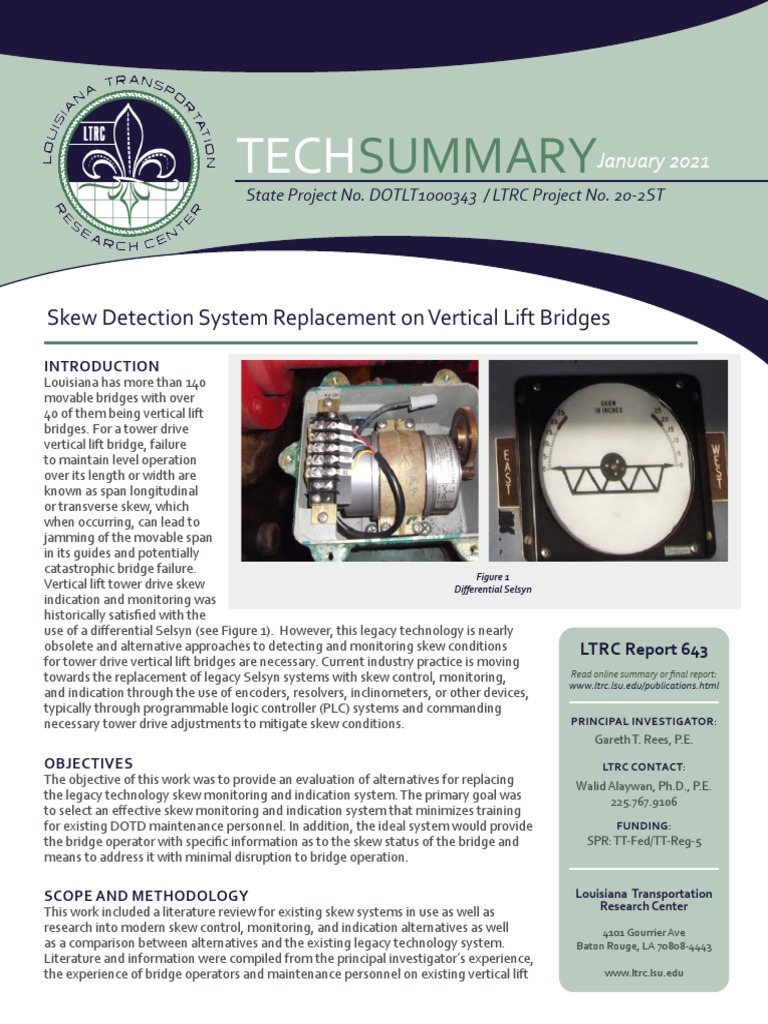 TS - 643 LTRC 20-2ST Skew Detection System Replacement On Vertical Lift ...