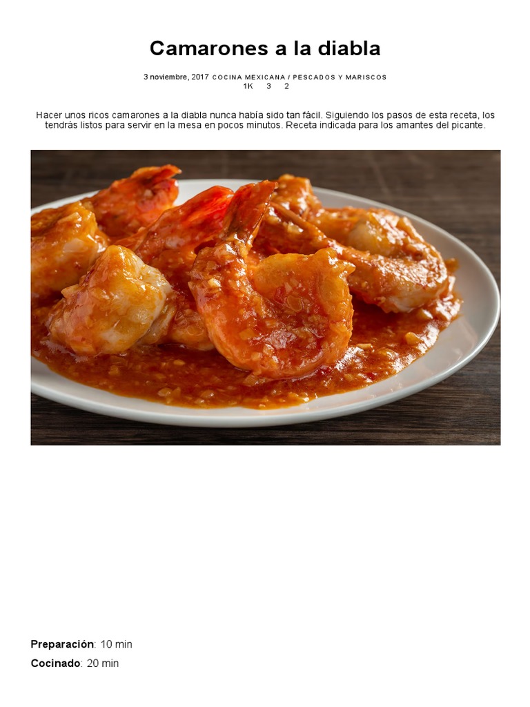 Receta fácil de camarones a la diabla | PDF | Salsa | Cocina mexicana