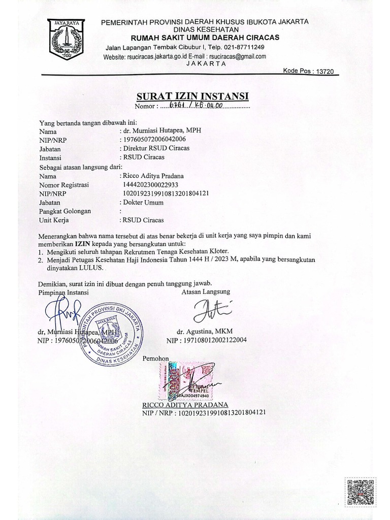 Surat Izin Instansi Ricco PDF | PDF
