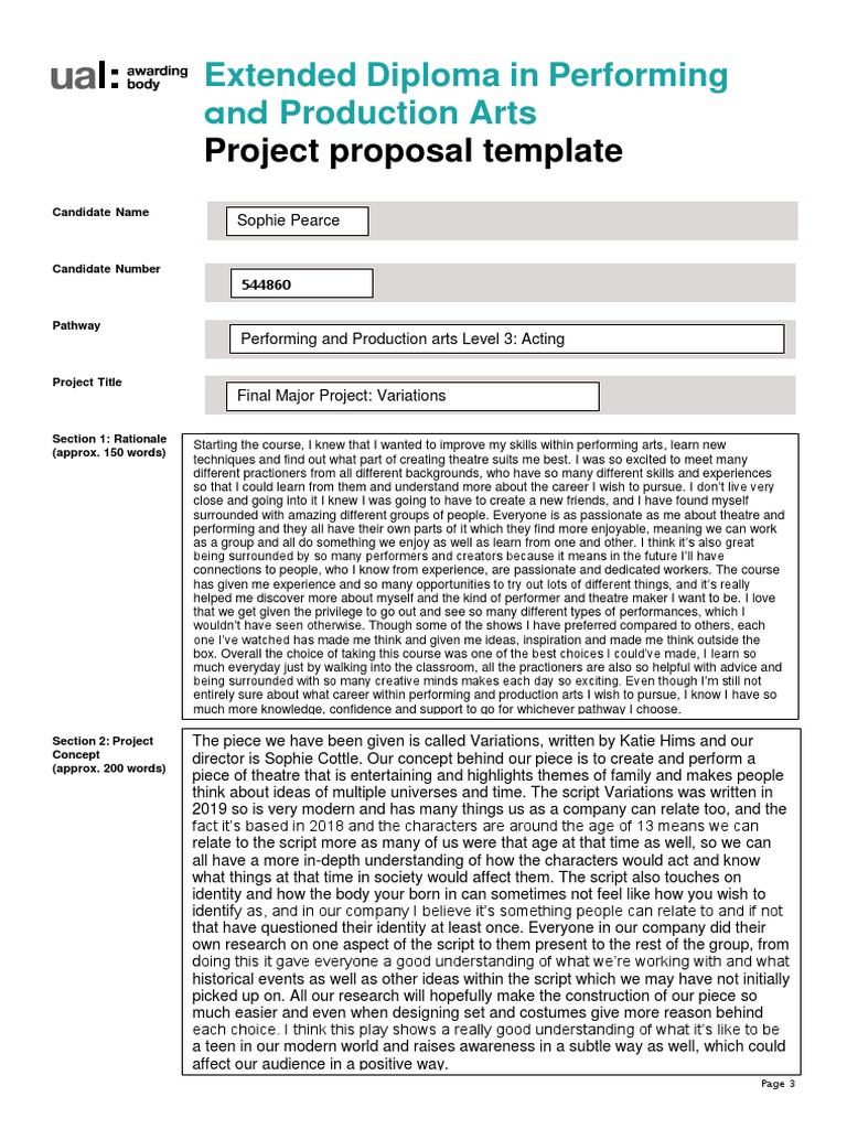 Performing Arts Project Proposal | PDF | Social Science