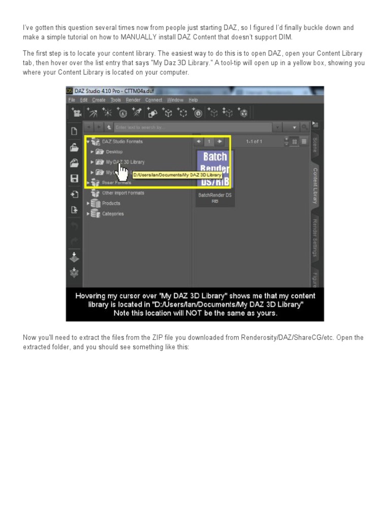 Manually Installing DAZ Content | PDF