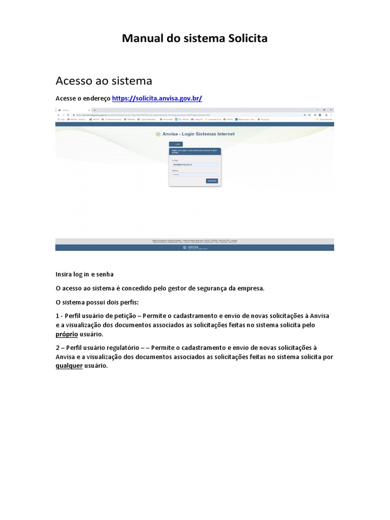 Cir0872 Anexo Anvisa - Manual Do Sistema Solicita | PDF | Janela (informática) | Dados