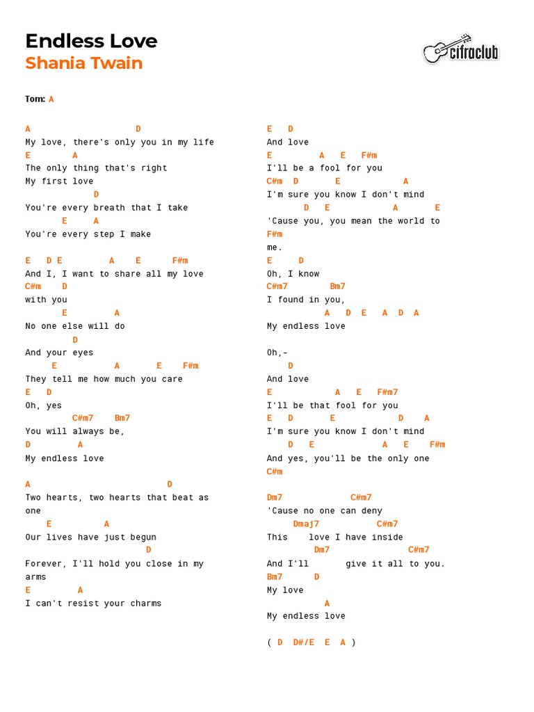 Cifra Club - Shania Twain - Endless Love | PDF