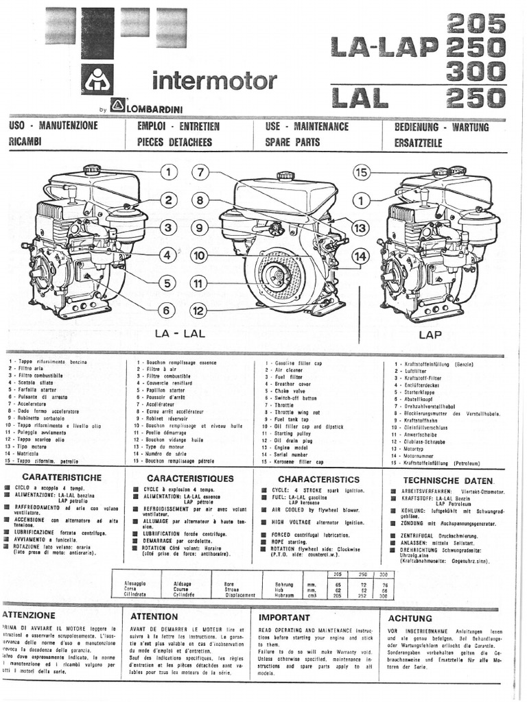 Motore Lombardini LA - 250 PDF | PDF