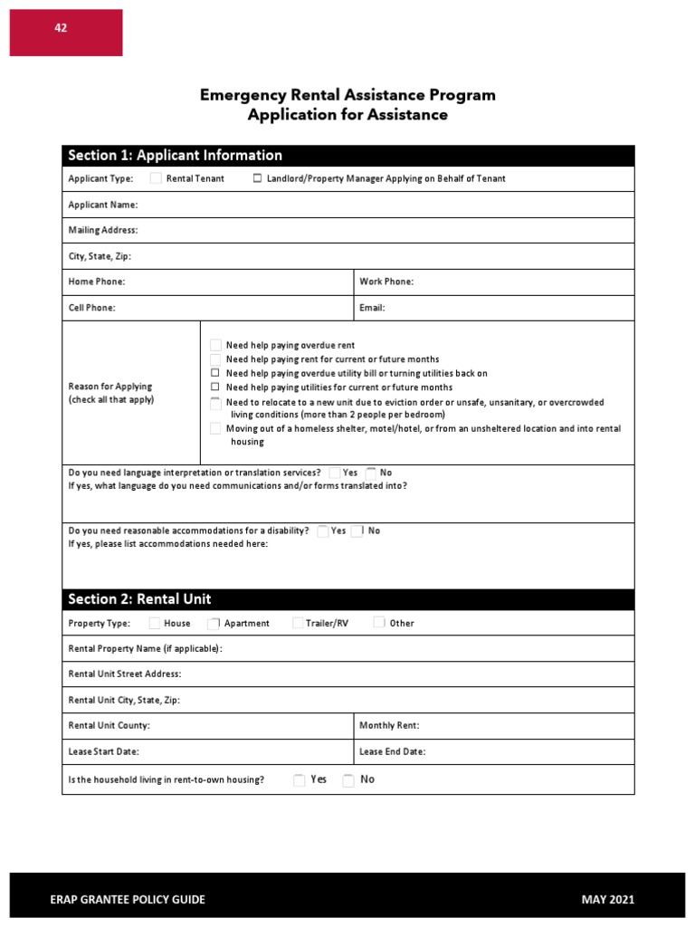 ERAP Application Form W - Edits To Program Info and Dates On PG 47 ...