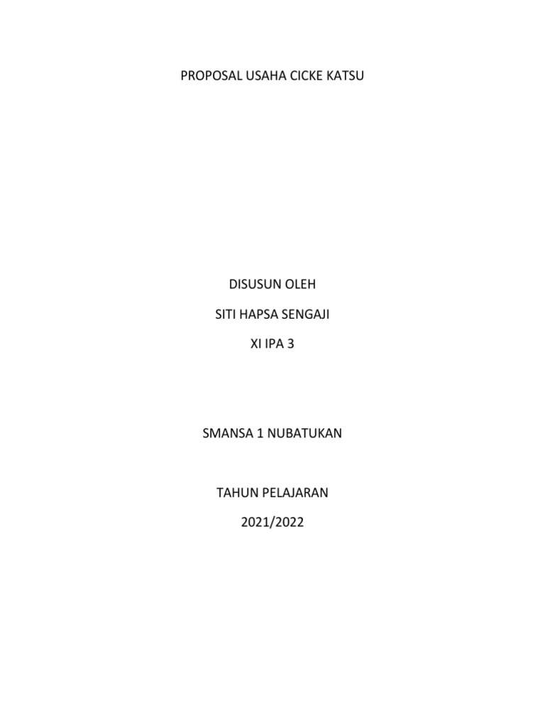Proposal Usaha Cicke Katsu | PDF